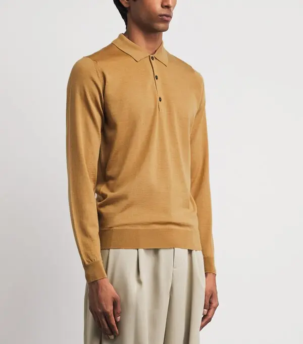 John Smedley Merino Wool Long-sleeve Polo Shirt