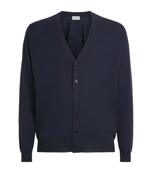 John Smedley Extra Fine Merino Wool V-neck Cardigan - Navy