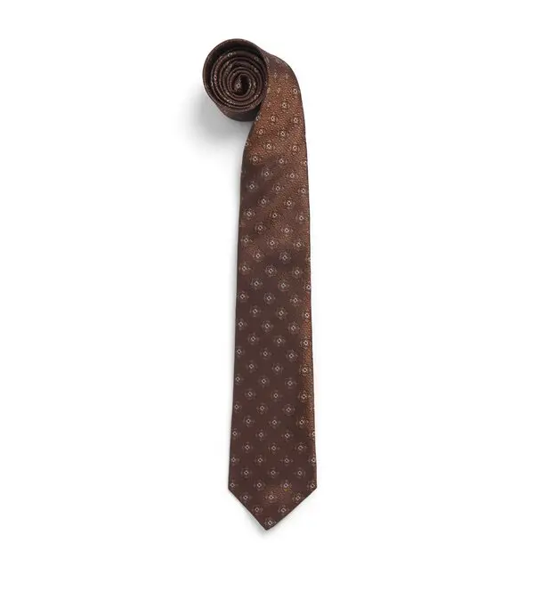 Canali Silk Jacquard Tie - Orange