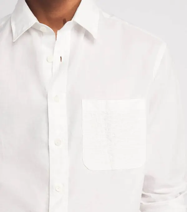 Canali Linen-cotton Embroidered Shirt