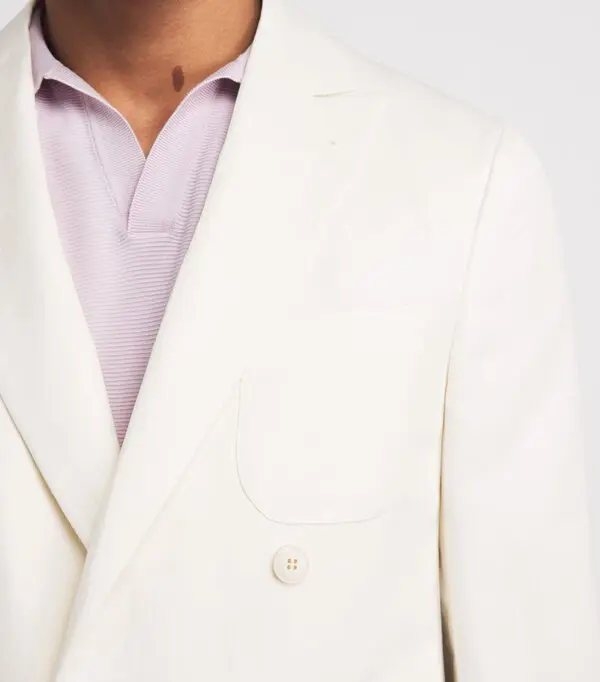 Canali Linen-silk Double-breasted Blazer