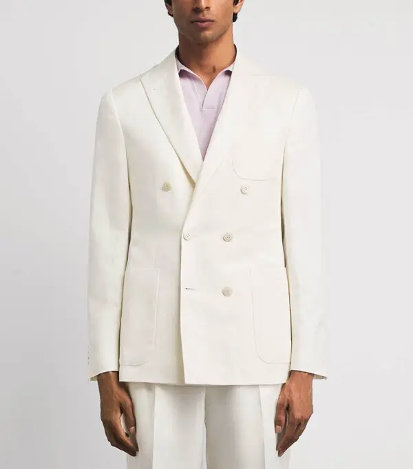 Canali Linen-silk Double-breasted Blazer