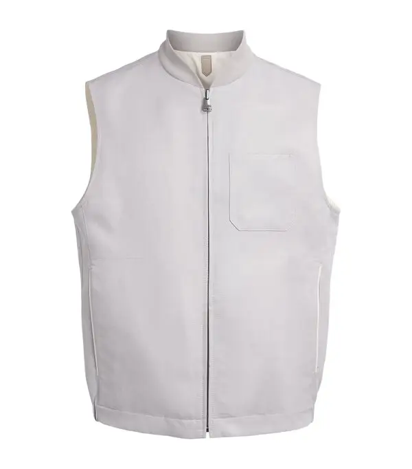 Canali Linen-silk Reversible Gilet - Beige