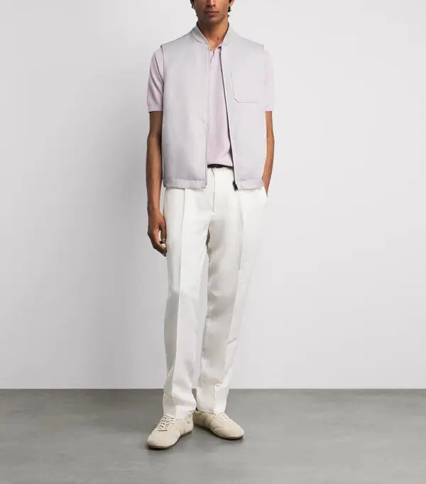 Canali Linen-silk Reversible Zip-up Gilet