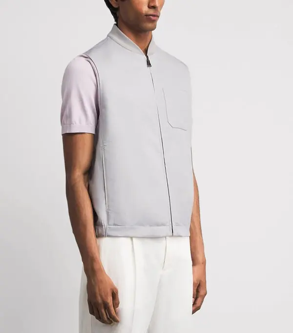 Canali Linen-silk Reversible Zip-up Gilet