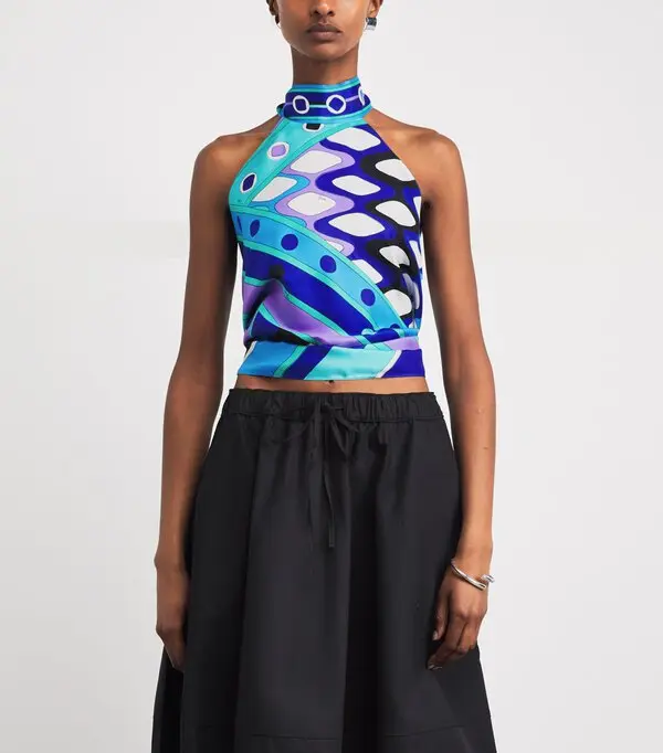 Emilio Pucci Silk Halterneck Scarf Top