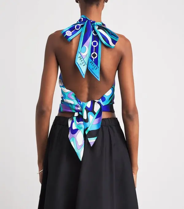 Emilio Pucci Silk Halterneck Scarf Top