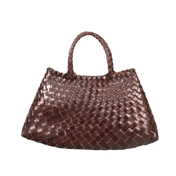 RIMINI Woven Vegan Leather Tote 'elisabetta' Dark - Brown