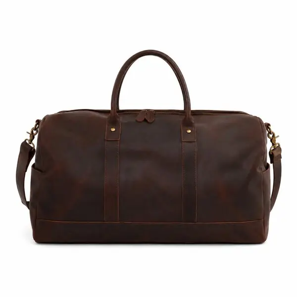 TOURI Genuine Saddle Leather Duffel Bag