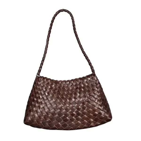RIMINI Woven Vegan Leather Sling Bag 'leontina' Dark - Brown