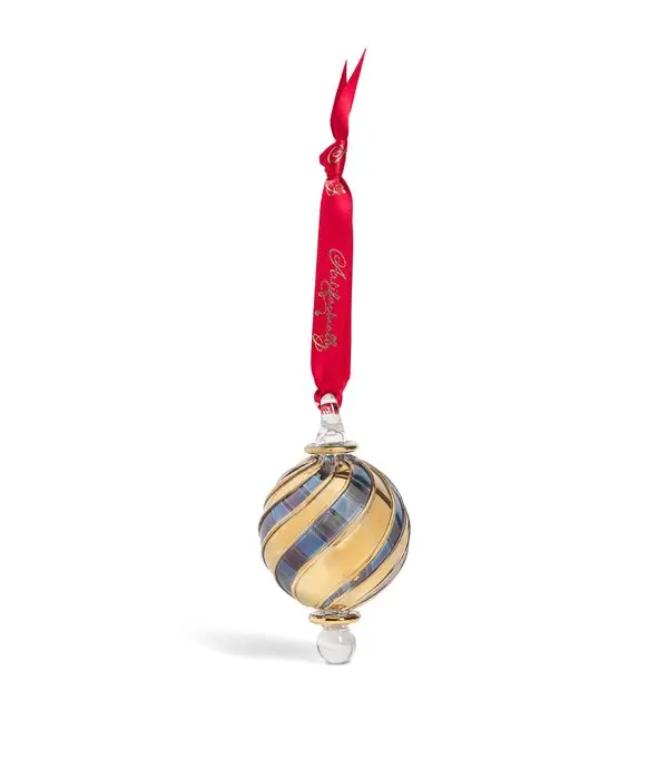 ARTIFACTUALLY Glass Candy Stripe Bauble - Blue