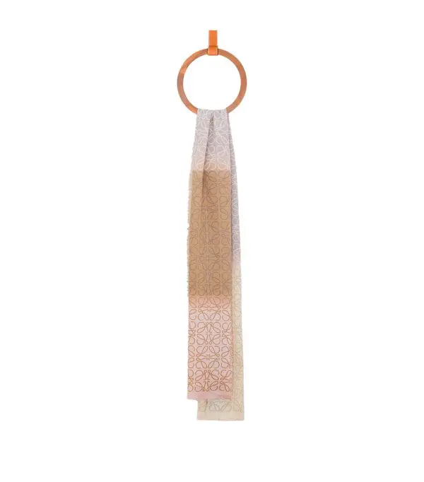 Loewe Wool-silk-cashmere Anagram Scarf - Beige