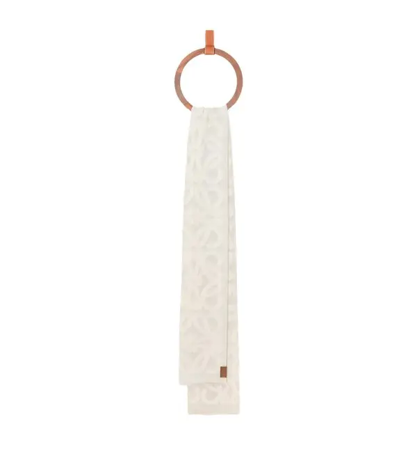 Loewe Cotton-wool-silk Anagram Appliqué Scarf - White