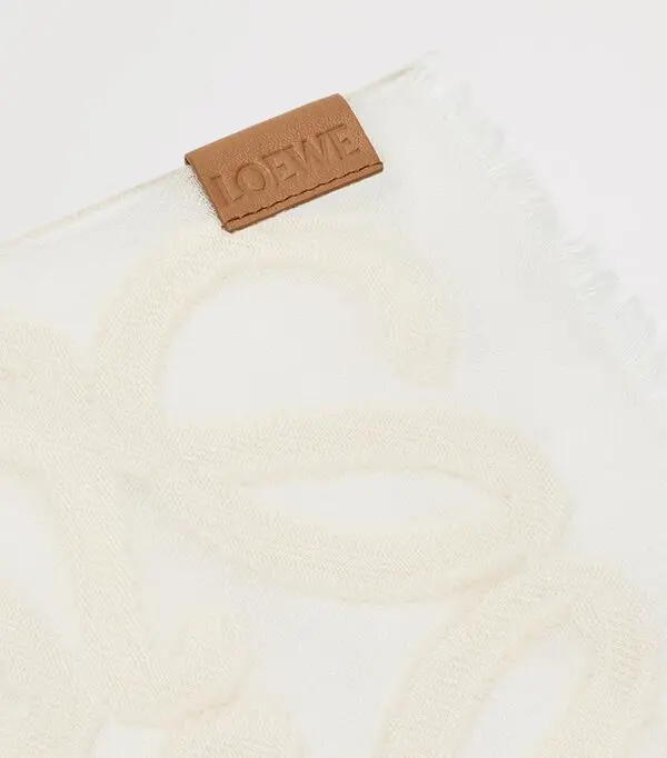 Loewe Cotton-wool-silk Anagram Appliqué Scarf - White