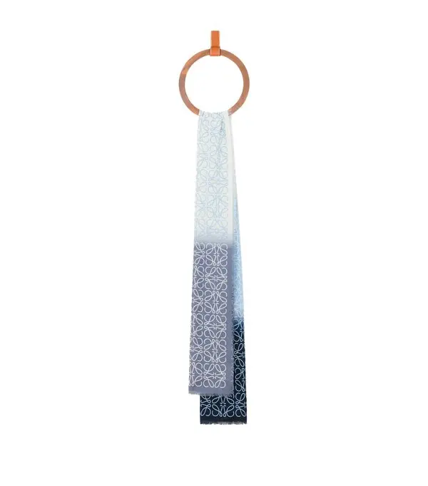 Loewe Wool-silk-cashmere Anagram Scarf - Blue