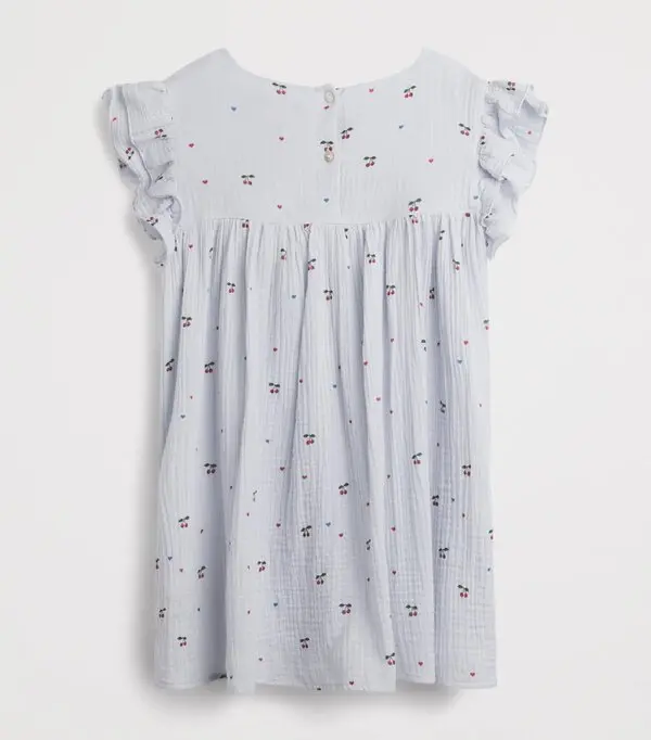 KONGES SLOJD Konges Sløjd Organic Cotton Cherry Print Frill Sleeve Dress