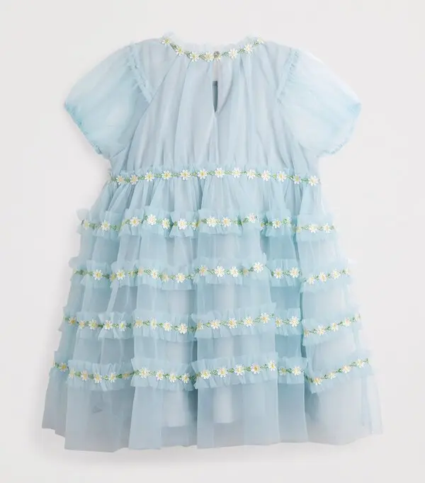 KONGES SLOJD Tulle Puff Sleeve Dress With Appliqué Flowers