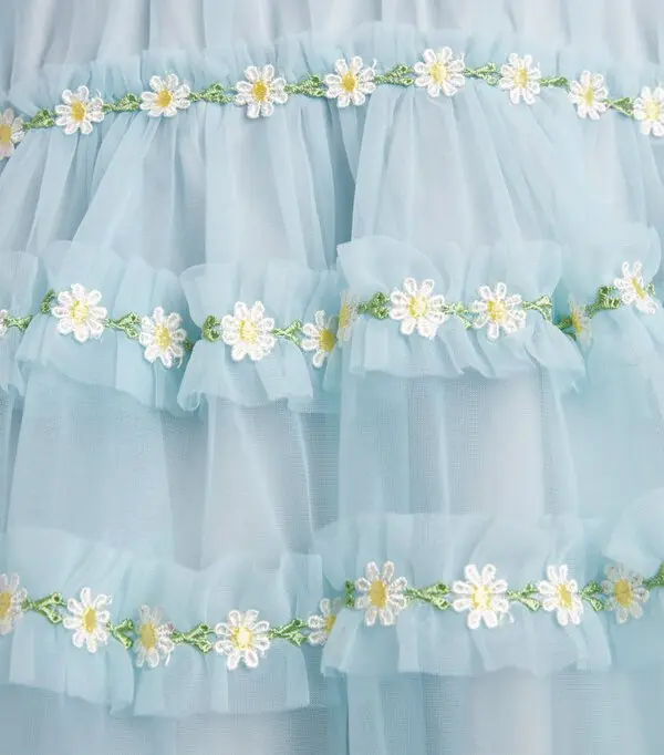 KONGES SLOJD Tulle Puff Sleeve Dress With Appliqué Flowers