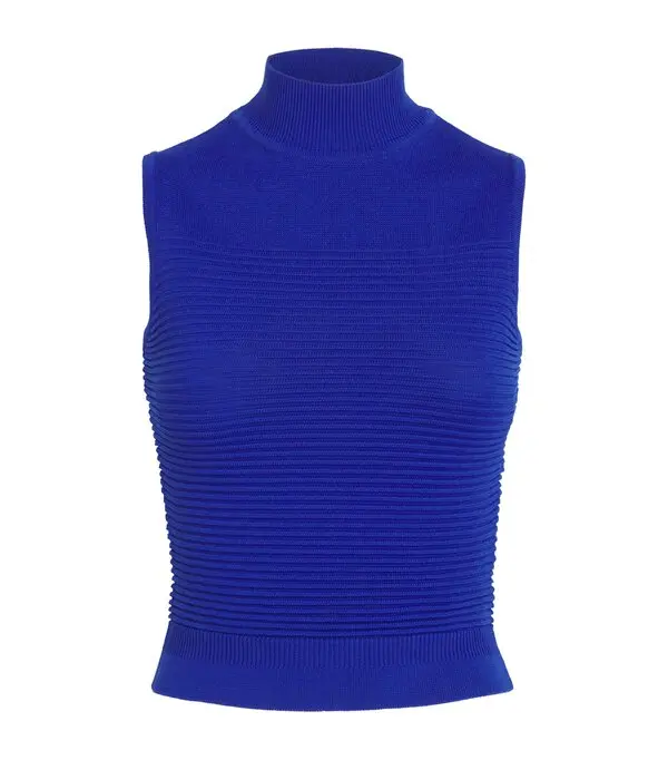 EDELINE LEE Sleeveless High Neck Knit Top - Blue