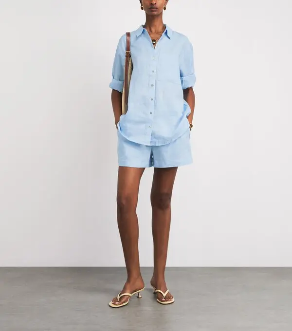 Heidi Klein Linen Drawstring Shorts - Blue