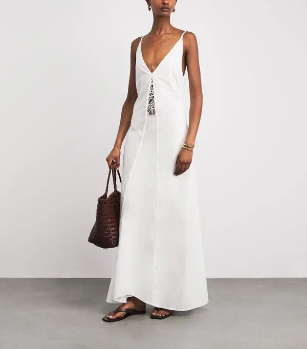SIR. Cotton Klara Maxi Dress With Floral Embroidery - Ivory