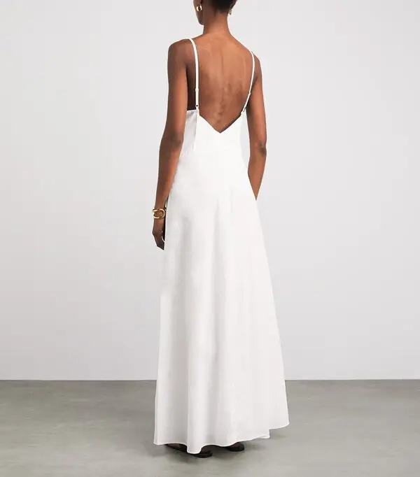 SIR. Cotton Klara Maxi Dress With Floral Embroidery - Ivory