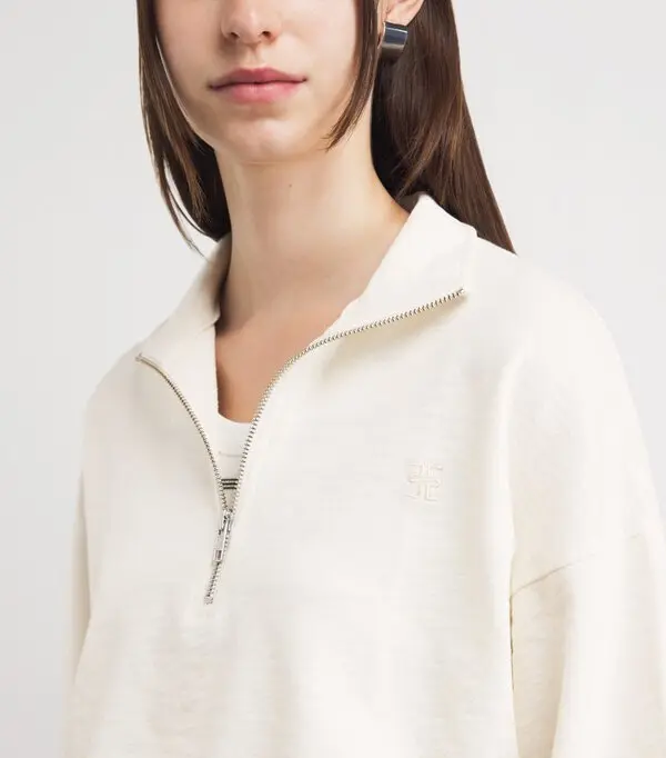 Eterne Half-zip Cropped French Terry Sweatshirt