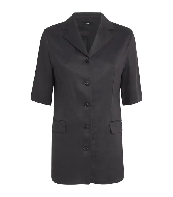 Theory Linen Blend Blazer With Belted Detail