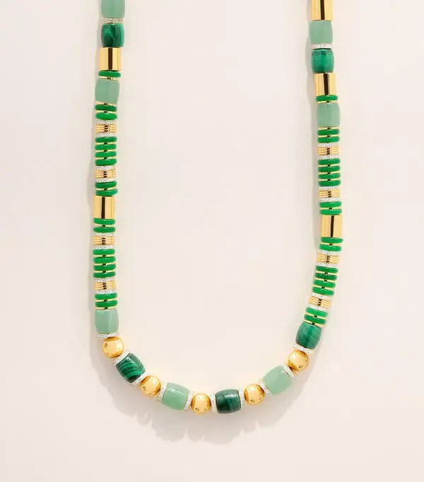 Eddie Borgo Gold-plated Jade, Malachite, And Pavé Crystal Patch Necklace - Green