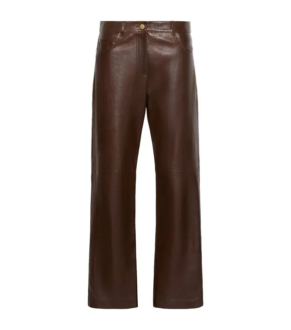 Max Mara Nappa Leather Straight Leg Trousers