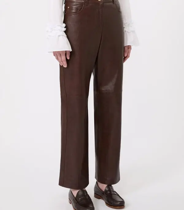 Max Mara Nappa Leather Straight Leg Trousers