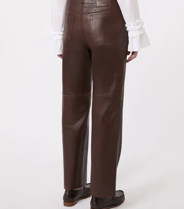 Max Mara Nappa Leather Straight Leg Trousers