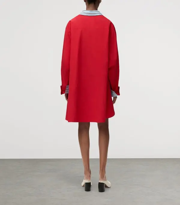 Loewe Stretch-cotton Midi Shirt Dress With Contrasting Trim - Red