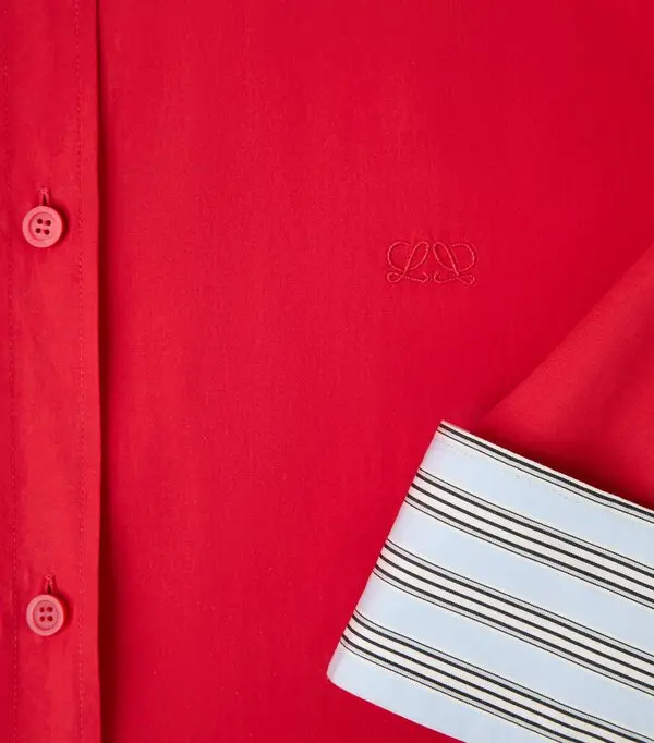 Loewe Stretch-cotton Midi Shirt Dress With Contrasting Trim - Red