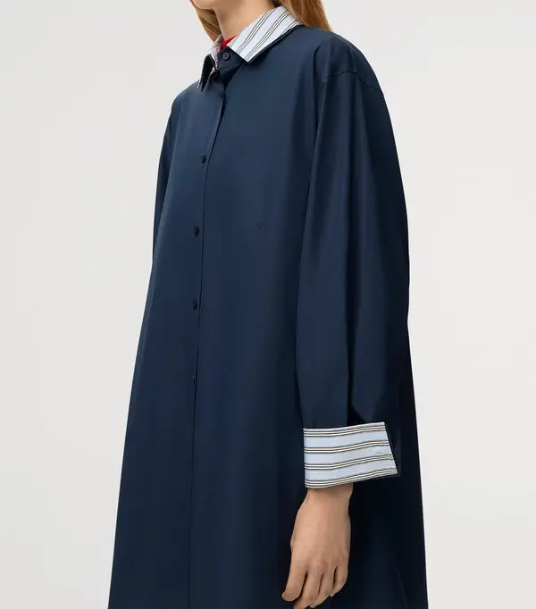 Loewe Stretch Cotton Midi Shirt Dress - Navy