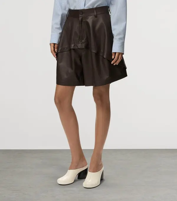 Loewe Nappa Leather Longline Wide-leg Shorts