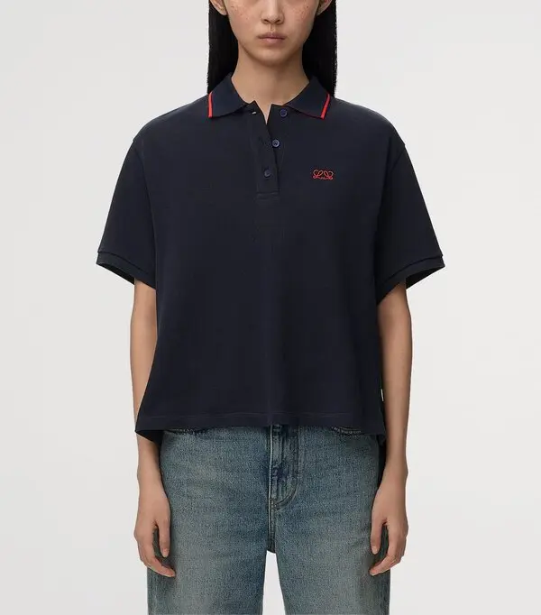 Loewe Stretch-cotton Polo Shirt With Asymmetric Hem