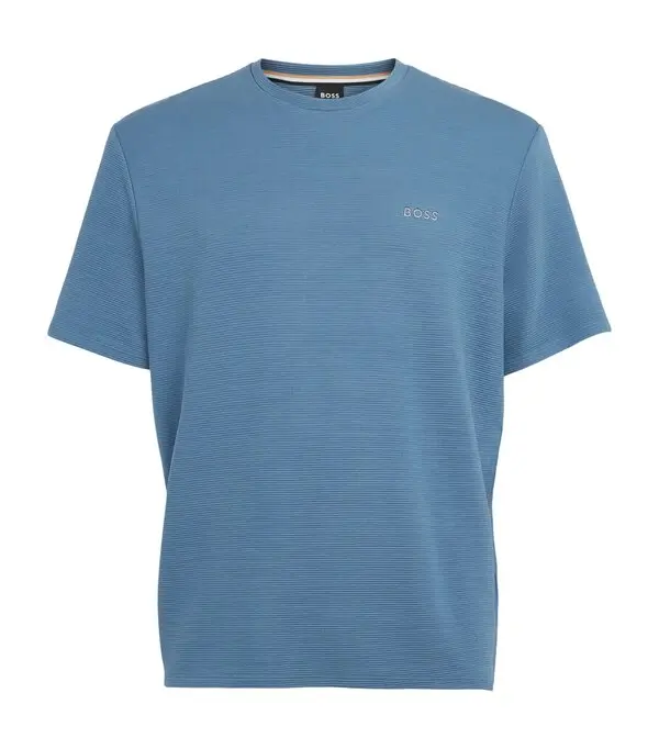 BOSS Rib-knit Logo T-shirt - Blue