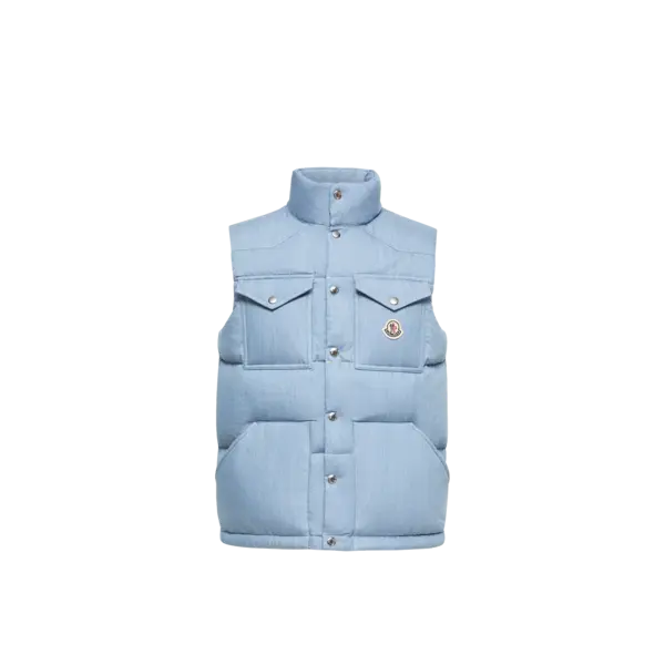 Moncler Ervional Denim Down Vest - Blue