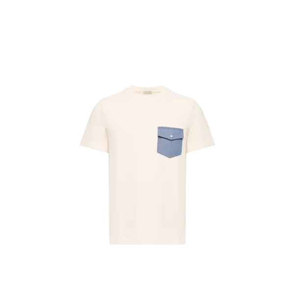 Moncler Cotton Jersey T-shirt With Denim Pocket - White