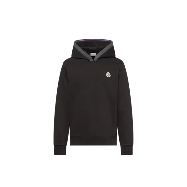 Moncler Brushed Cotton Logo Hoodie - Black