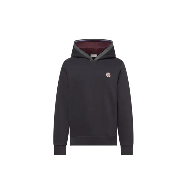 Moncler Brushed Cotton Logo Hoodie - Blue