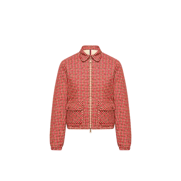 Moncler Lanset Velvet Down Shirt Jacket - Red
