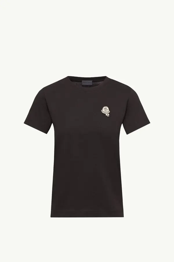 Moncler Logo Patch Cotton T-shirt - Black