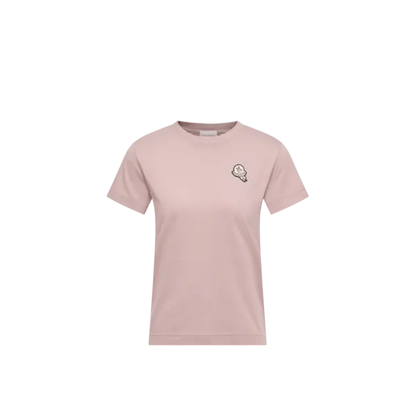 Moncler Logo Patch Cotton T-shirt - Pink