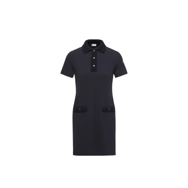 Moncler Cotton Piquet Polo Mini Dress - Blue