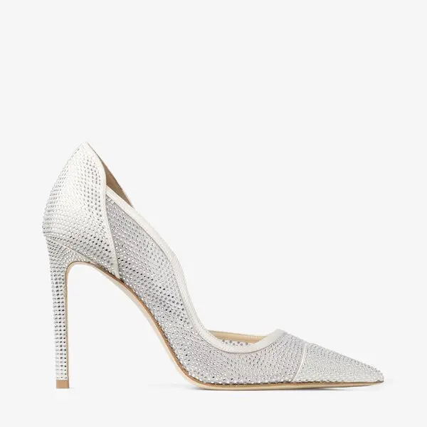 JIMMY CHOO Brigitte Embellished Mesh Pumps - Neutral