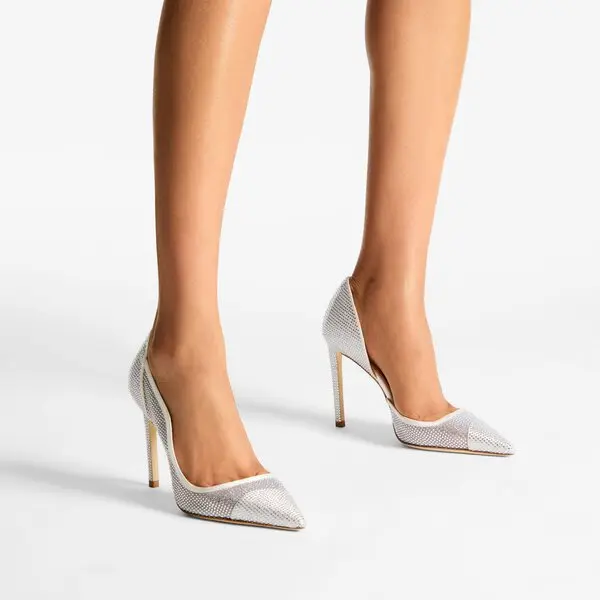 JIMMY CHOO Brigitte Embellished Mesh Pumps - Neutral
