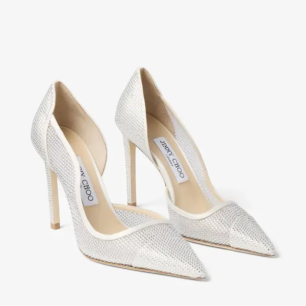 JIMMY CHOO Brigitte Embellished Mesh Pumps - Neutral