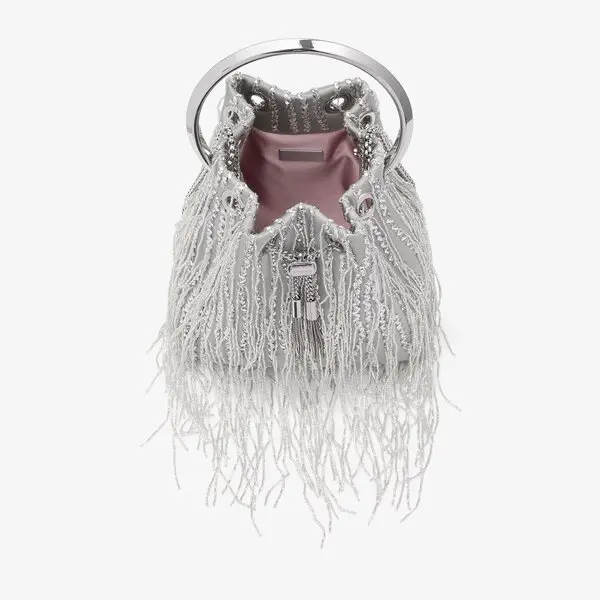 JIMMY CHOO Bon Bon Bucket Bag With Silver Braided Fringe - Silver/silver